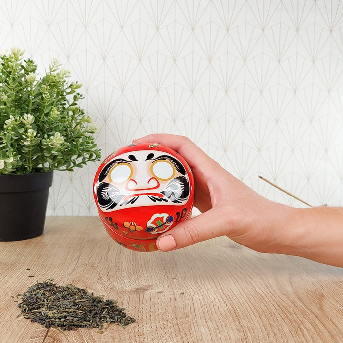 Metal Tea Box - Red Daruma | Japan Avenue