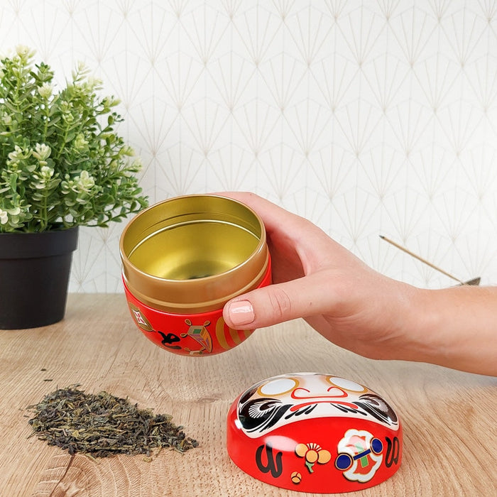 Metal Tea Box - Red Daruma | Japan Avenue