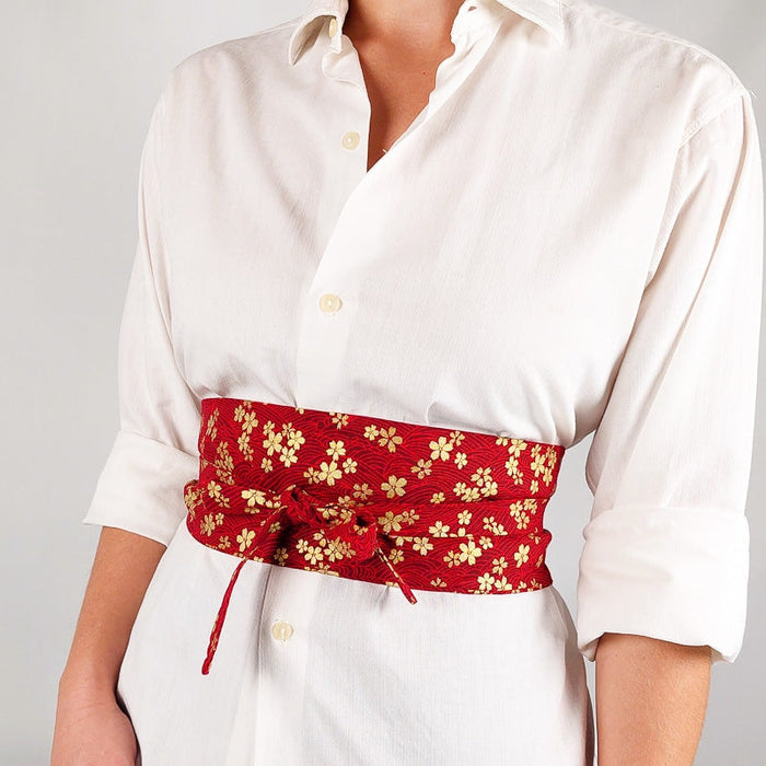 Red Sakura Obi Belt | Japan Avenue